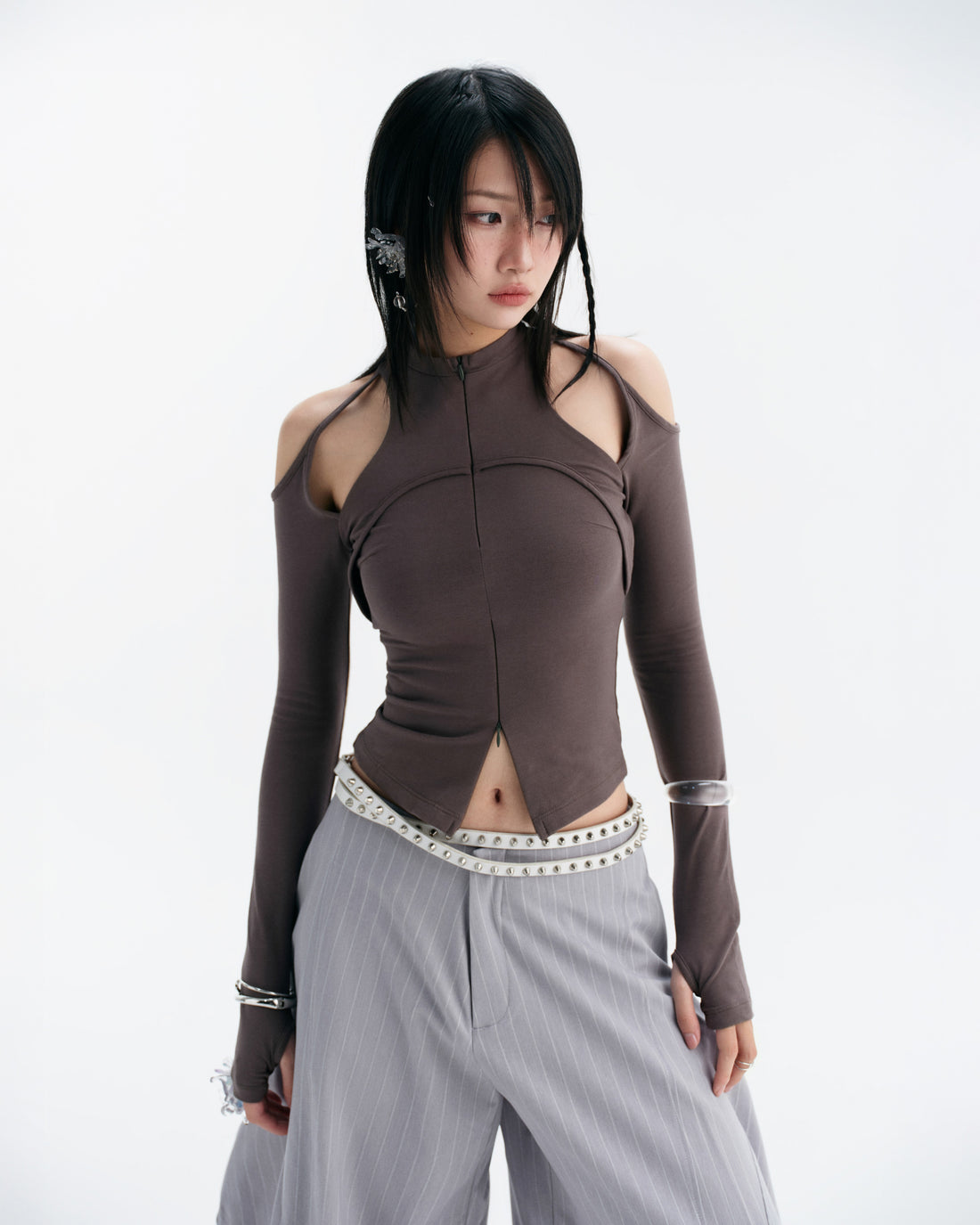 BUNNYHILL - Gray Caspian Long Sleeve Top - ASTOUD