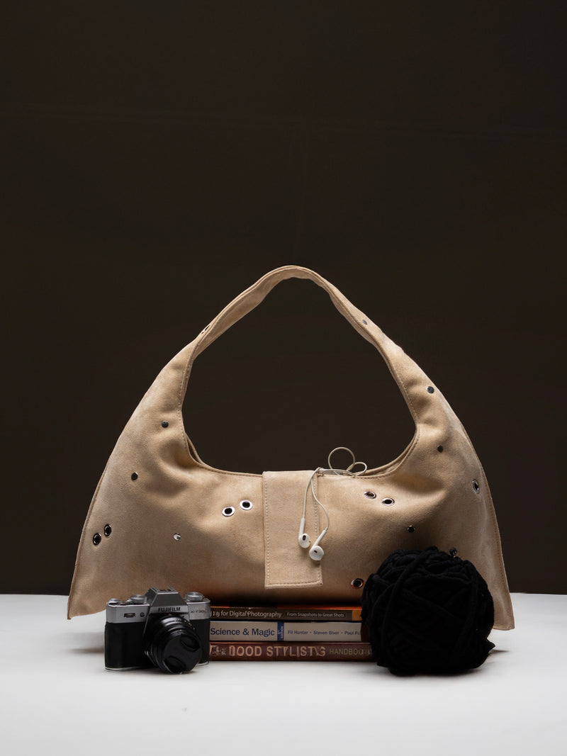 ARYA - Butter Eyelet Crescent Bag - ASTOUD
