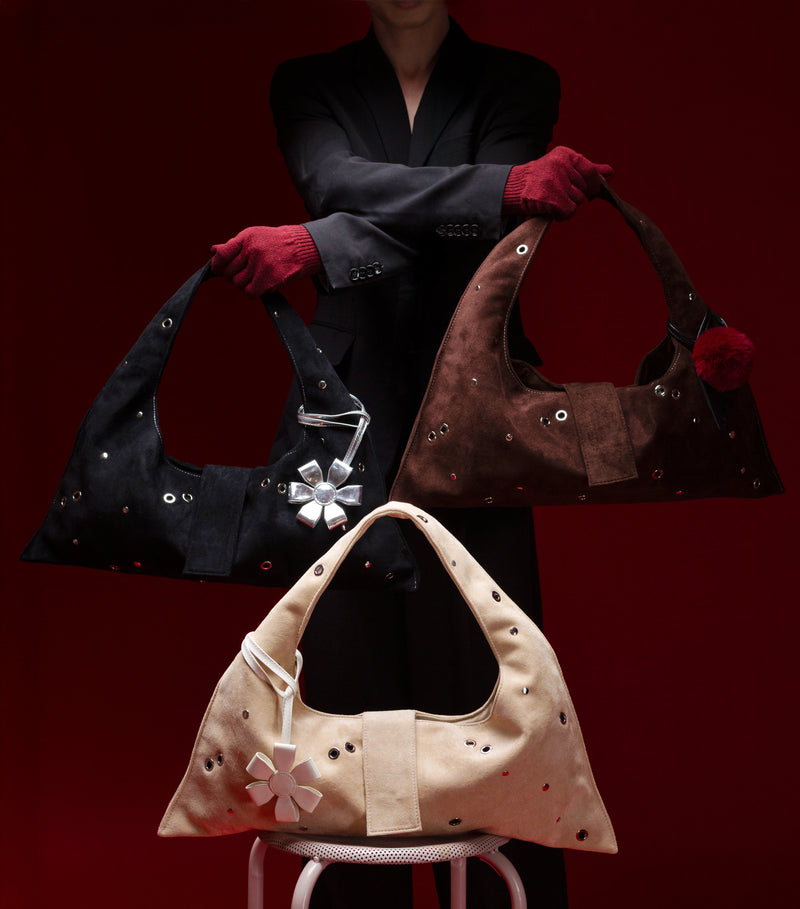 ARYA - Butter Eyelet Crescent Bag - ASTOUD