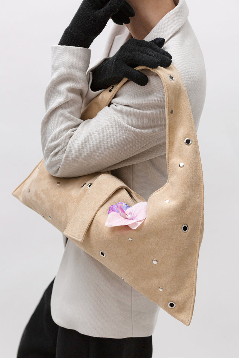 ARYA - Butter Eyelet Crescent Bag - ASTOUD